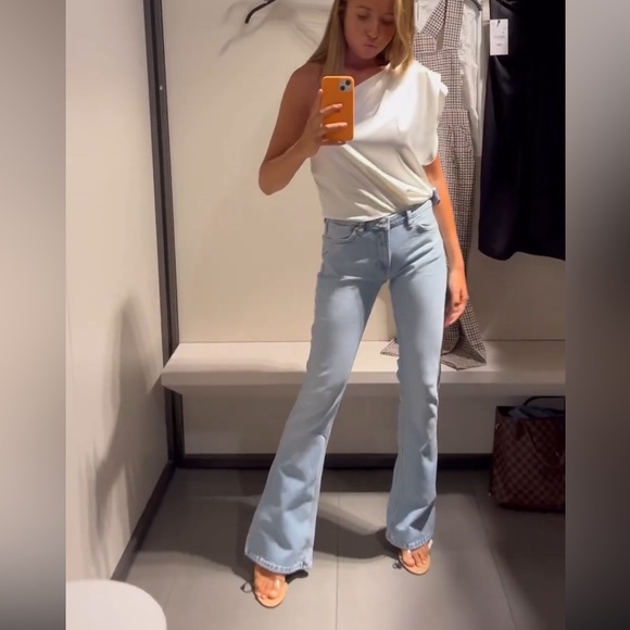 Zara | Jeans | Zara Trf Low Rise Flare Jeans | Poshmark
